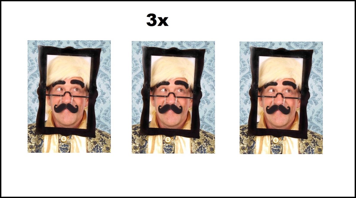 3x Bril met foto frame + snor - Bril frame funny thema feest festival ...