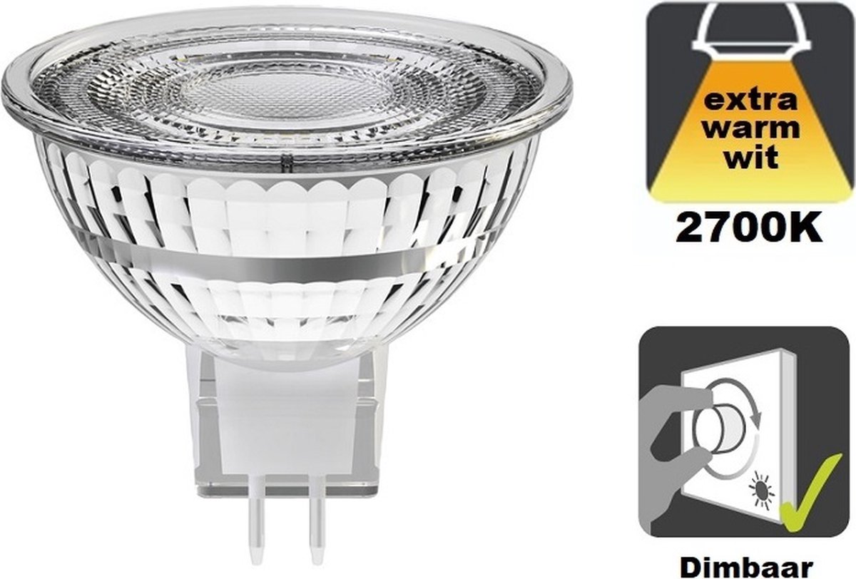 Integral LED - GU5.3 LED spot - 4,4 watt - 2700K - 400 lumen - 12V - Dimbaar | bol