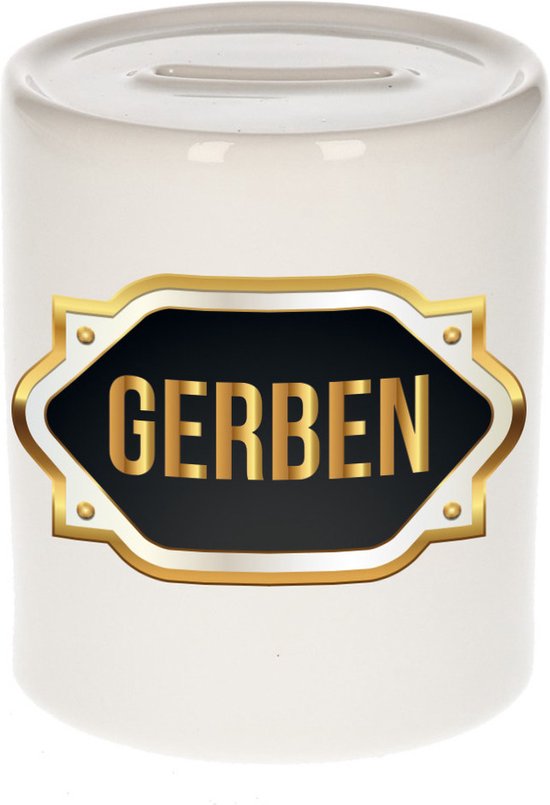 Gerben naam cadeau spaarpot met gouden embleem - kado verjaardag ...