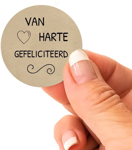 Kraft stickers gefeliciteerd Ø40mm - 2 vellen totaal 48 stuks ...