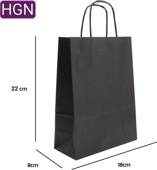 HGN Papieren Tasjes -Cadeautasjes-Cadeauzakjes-10 Stuks-Zwart-Incl 10 ...