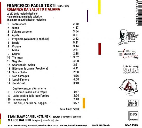 Tosti: Romanza Da Salotto Italiana, Marco Balderi | CD (album) | Muziek ...