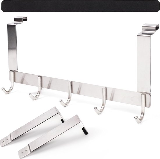 Deurkapstok om op te hangen met 5 haken - haaklijst deur van Roestvrij ...