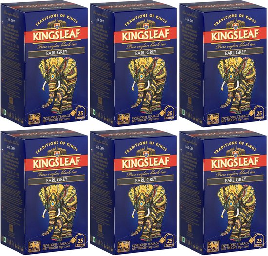 KINGSLEAF - Ceylon zwarte thee met bergamotaroma, 50x2g | bol