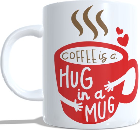 Koffie beker - thee mok coffee is a hug in a mug - liefde - valentijn | bol