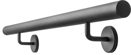 TEUS - Echt staal mat zwart gepoedercoate trapleuning 225 cm | bol.com