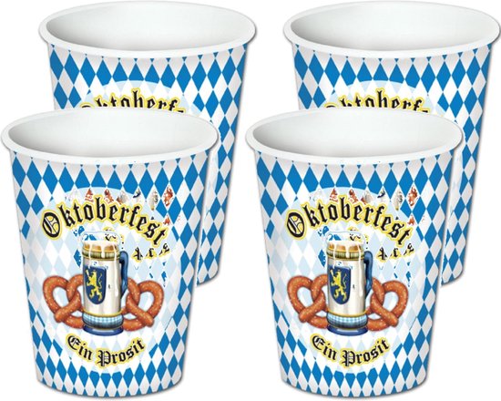Oktoberfest thema feest bekers - karton - 16x stuks - 200 ml | bol