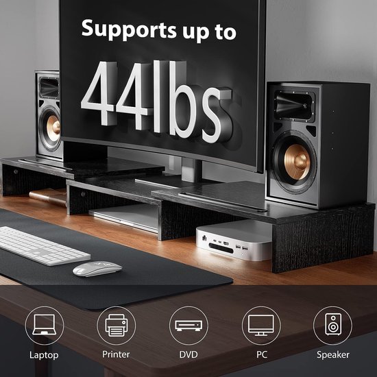 Sounix Monitor standaard - Verstelbare monitorstandaard riser voor 2 ...