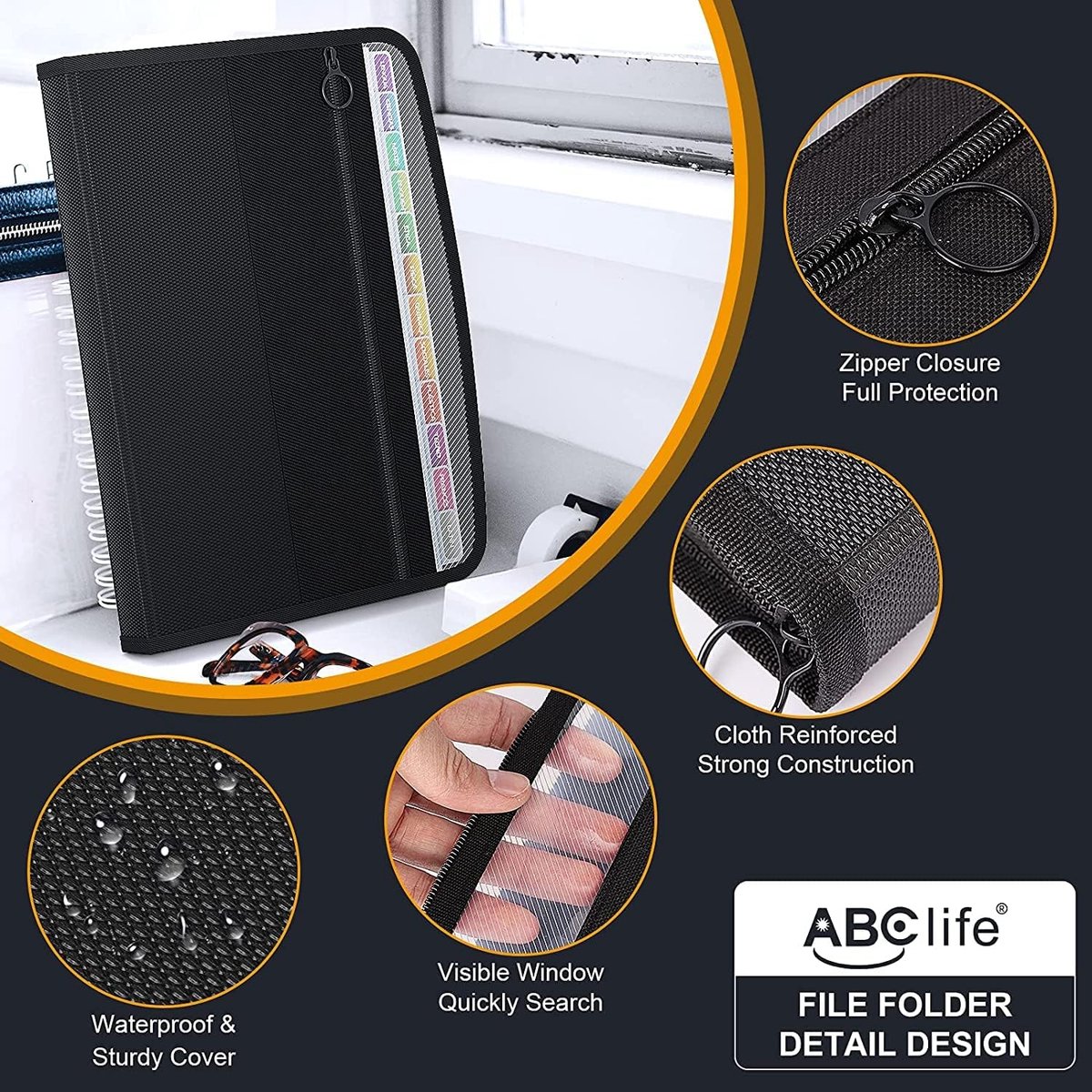 Uittrekbare documentenvakken met nettas, 13 A4-vakken, documentenmap met ritssluiting,... | bol