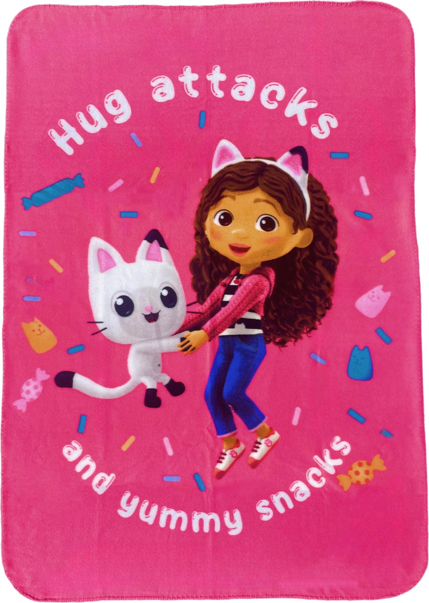 Gaby's Dollhouse Polar Fleecedeken - Hug Attacks - Roze | bol.com