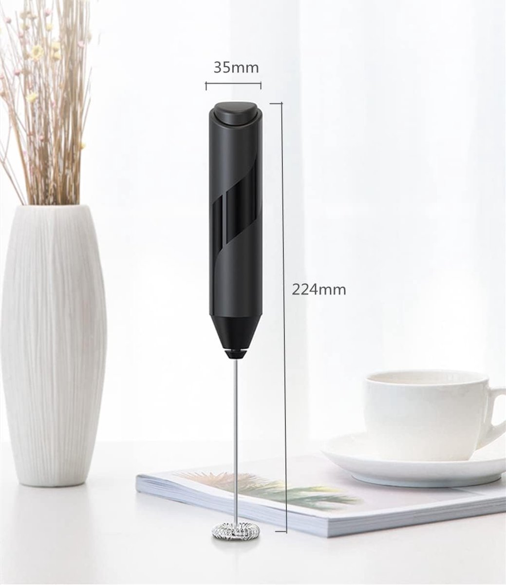 Elektrische Melkopschuimer - Melkklopper - Zwart - RVS - Draadloos -... | bol