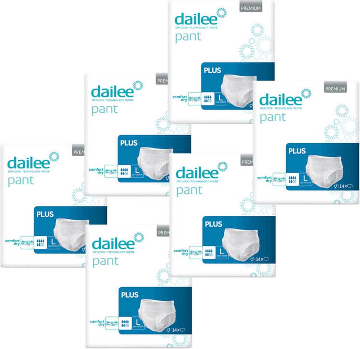 Dailee Pants Premium Plus Large - 6 pakken van 14 stuks - Incontinentie ...