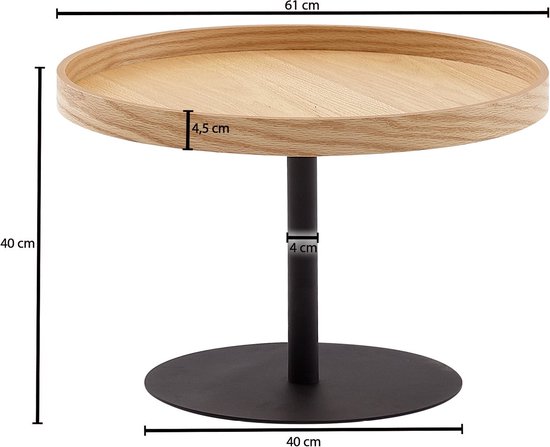 Salontafel - Woonkamertafel van hout-metaal - Modern rond design ...