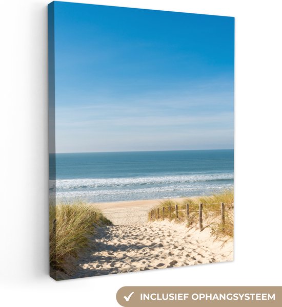 Canvas - Zee - Strand - Gras - Duin - Canvas zee - 120x160 cm - Schilderij - Canvas... | bol