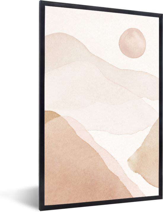 Fotolijst incl. Poster - Waterverf - Abstract - Zon - 80x120 cm ...