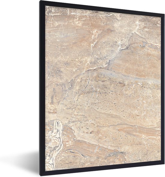 Fotolijst incl. Poster - Marmer - Kalk - Zand - Textuur - 60x80 cm ...