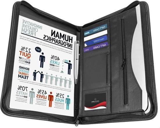 A4-formaat PU-leer conferentiemap schrijfmap - zwart | bol