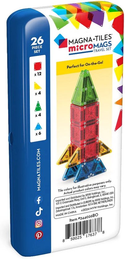 Magna-Tiles Micro Mags Travel Set - 26 Stuks - Magnetisch Speelgoed | bol