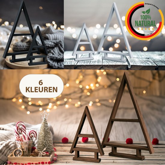 Floranica Houten Kerstboom Handgemaakte 2-delige Set - Antraciet, Houten Kerstbomen... | bol