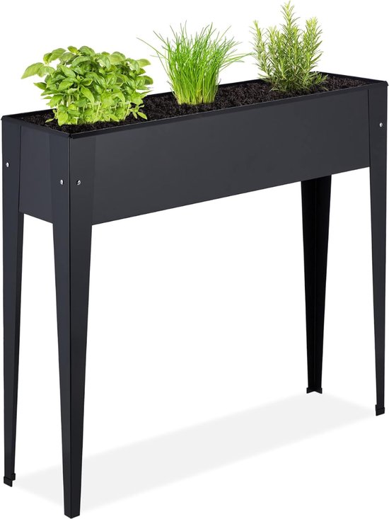 DD Kweekbak op Poten - Kweektafel - Moestuinbak - 83x99x26cm - Zwart | bol