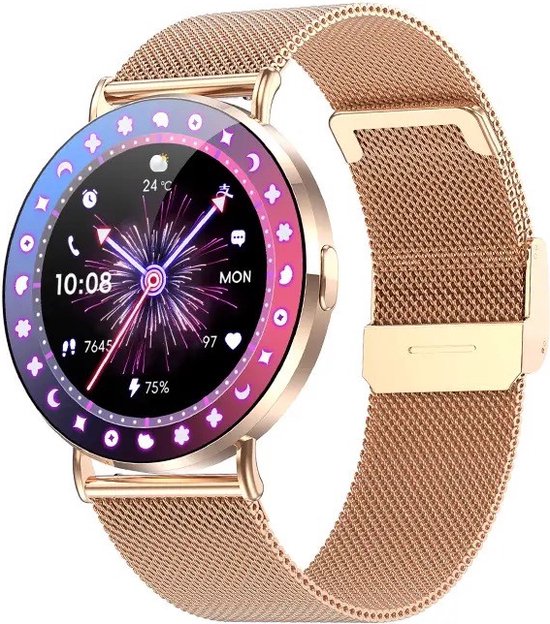 Royal Empire KM78 AMOLED Smartwatch Dames - RVS en 1x Siliconen Bandje ...