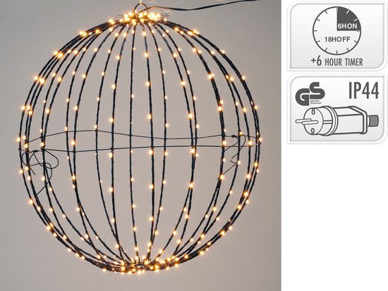 Lichtbol/verlichte decoratie bol - zwart - 400 led lampjes - extra warm ...