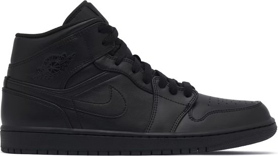 Nike Air Jordan 1 Mid - Maat 43 - Triple Black / Zwart - Sneakers Heren ...