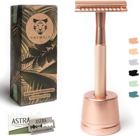 Dames Scheermes Set met Standaard en 5 Reservemessen - Plasticvrij en ...