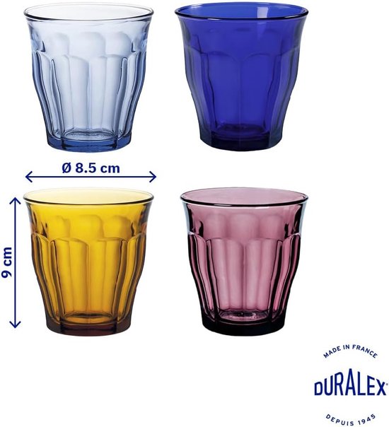 Duralex® set van 4 geharde glazen 25 cl (vermeil/marijn/saffier/pruim ...