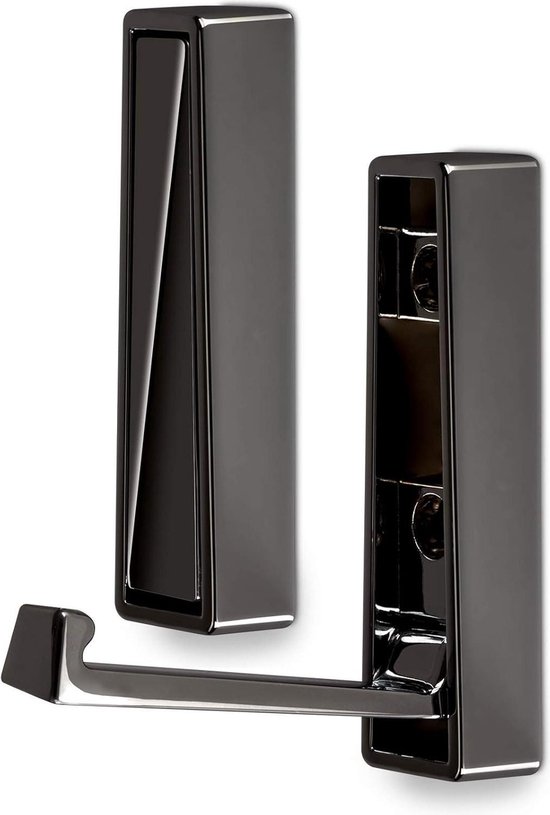Uitklapbare opbouwhaak 80 x 20 x 15 mm chroom donker - stevige jashaak ...