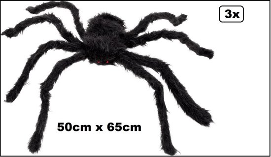 3x Halloween zwarte harige spin met rode ogen 65cm - Halloween horror ...