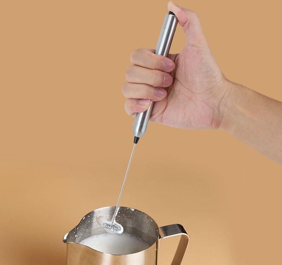 Elektrische melkopschuimer met dubbele garde werkt op batterijen zilver . | bol