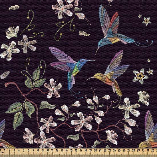 New Bed Bloemen en Kolibrie Stof per Meter, Decoratieve Stof voor ...