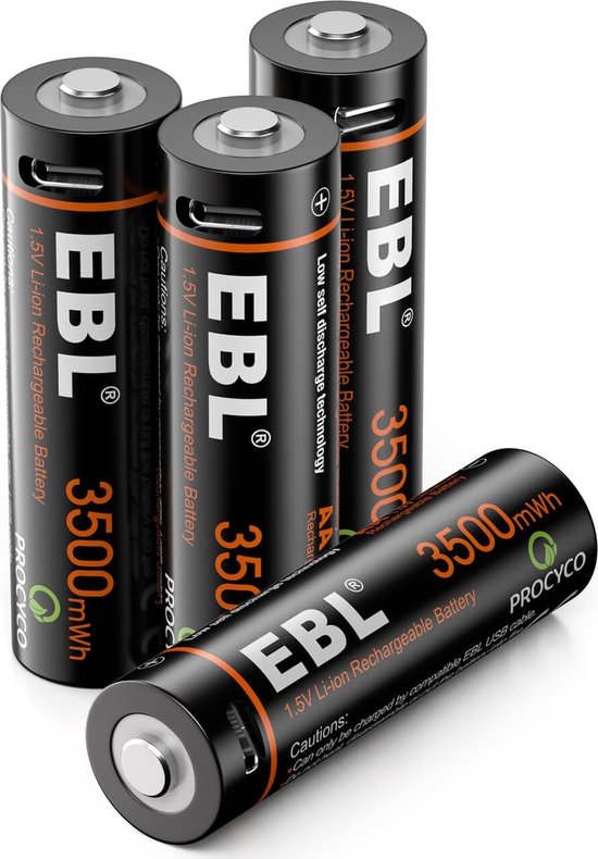 EBL 4-Pack Oplaadbare Batterijen AA - Rechargeable 3500 mWH AA Batterij ...
