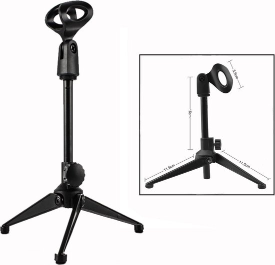 Professionele mini instelbare statief microfoon standaard houder (zwart ...