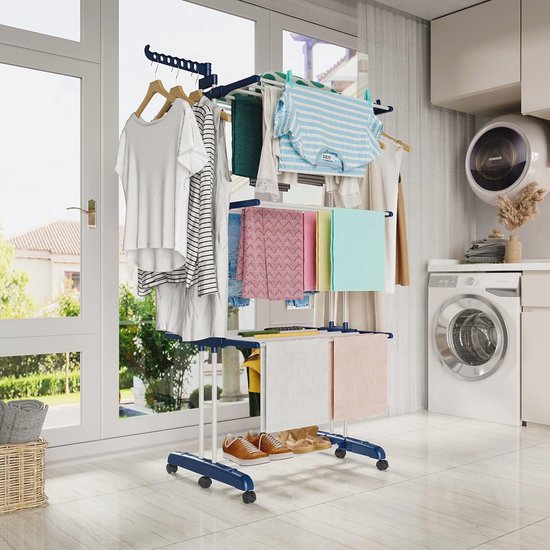 Ruimtebesparend Droogrek met Wieltjes - Opvouwbare Wasdroger voor ...