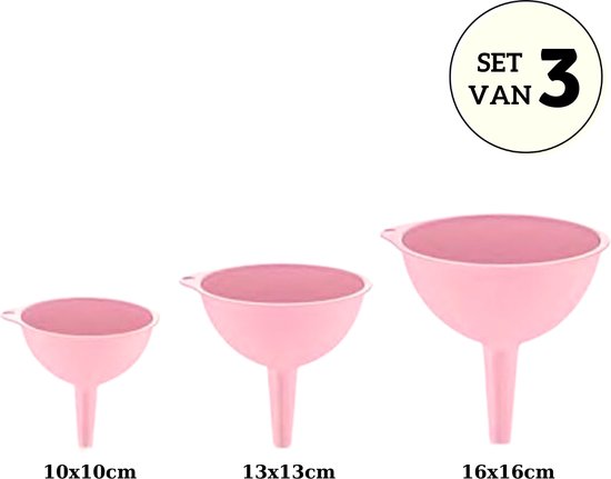 Trechter set 3-delig Roze Keukentrechter Funnel Kunststof Trechters ...