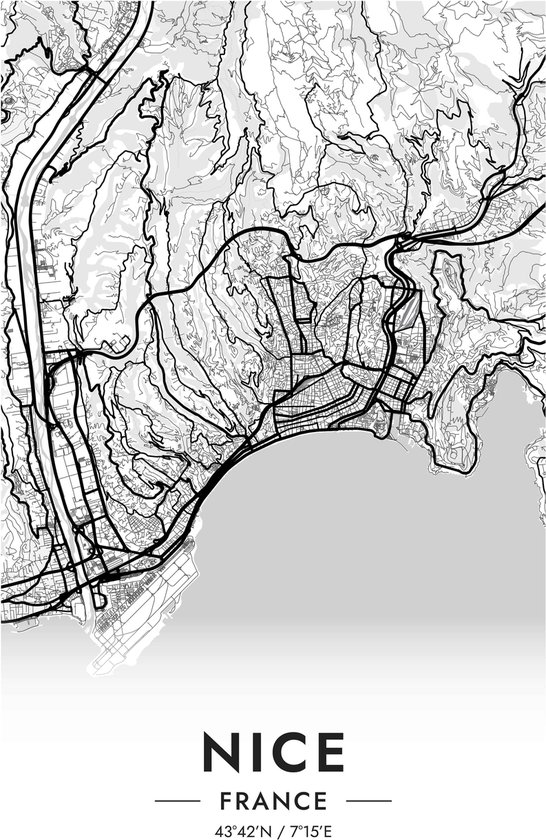 Nice Poster | Frankrijk Poster | Wit Poster | Stad Poster | Kaart ...