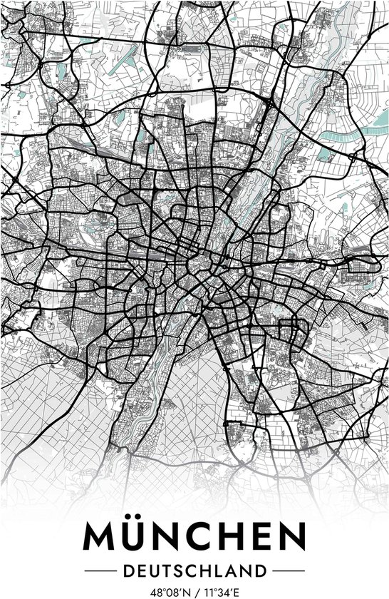 München Poster | Duitsland Poster | Blauw Poster | Stad Poster | Kaart ...