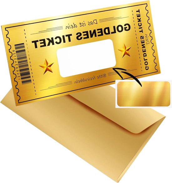 Gold ticket with scratch surface - Personalised gift voucher for ...