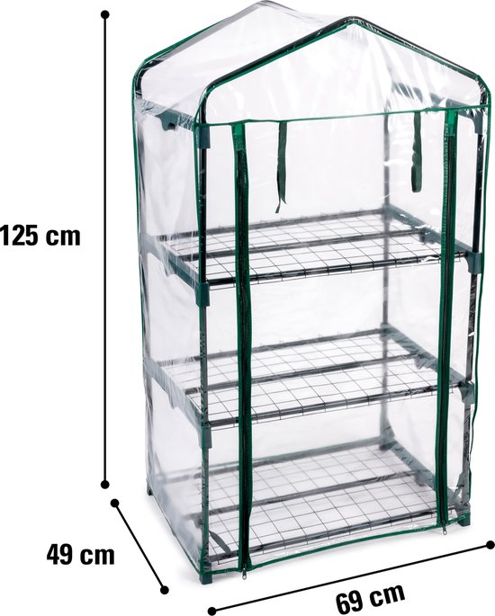 Kinzo Kweekkas - Broeikas Tuinkas 69x49x125 cm - Kweekbak met 3 ...
