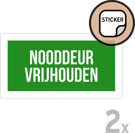 Pictogram/ stickers (2x) | "Nooddeur vrijhouden" | 30 x 15 cm | Groen ...