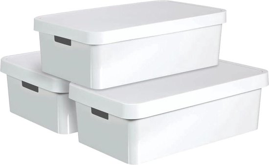 INFINITY opbergdozen met deksel - kunststof - 1 stuk - wit - 30 liter | bol