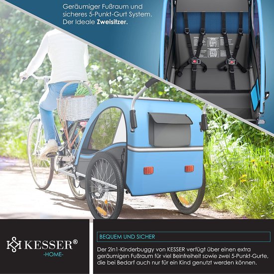KESSER® Kinderaanhanger, fietsaanhanger, sport-RX, 2-in-1 ...
