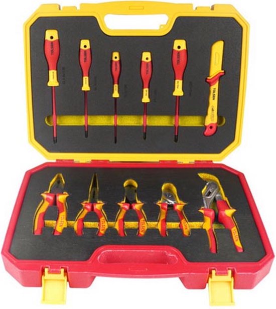 Tolsen Gereedschapset VDE 11-delig Premium - Gereedschapskoffer gevuld - 5x... | bol