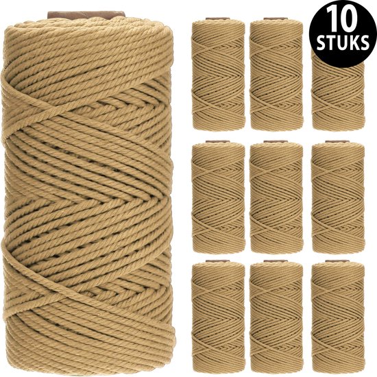 1000 meter Macrame Touw 3mm 10x100 Meter Compleet Pakket - Hobby DIY ...