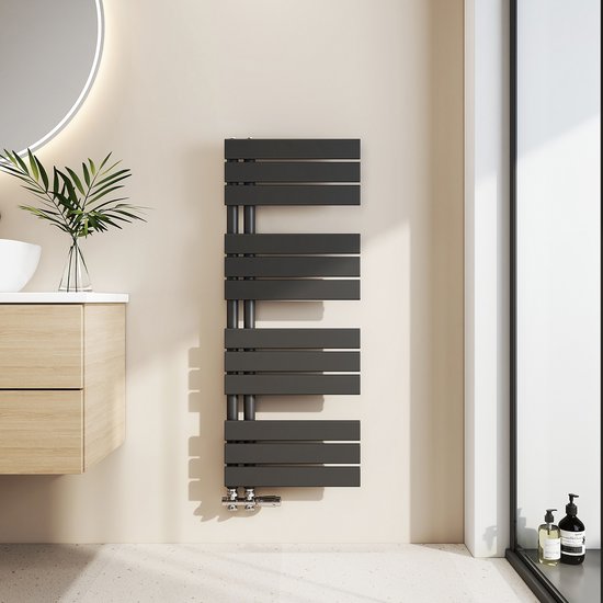 EMKE Handdoekradiator - Plat Design - Mat Zwart - 104x40 cm - 456W ...
