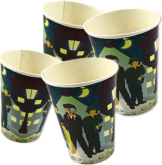 Feestbekertjes in detective thema - 16x stuks - 200 ml - Karton - Kinder verjaardag... | bol