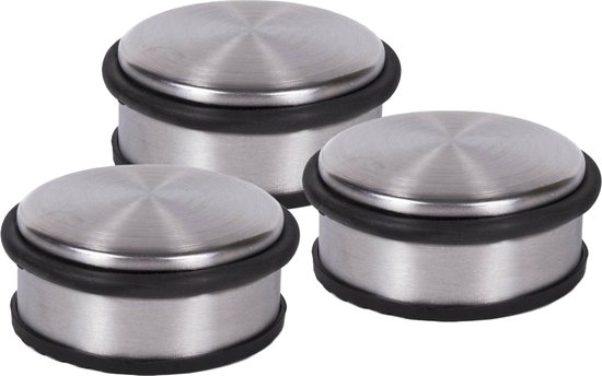 Deurstopper - 3x - RVS - rond - 4,5 x 11 cm - 1 kg - deurstop - zilver ...