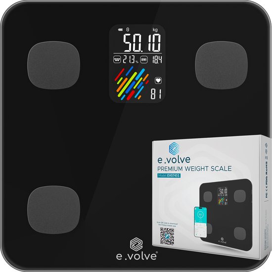 e.volve Weegschaal Personenweegschaal Digitaal - 16 Metingen - Slimme Weegschaal met... | bol
